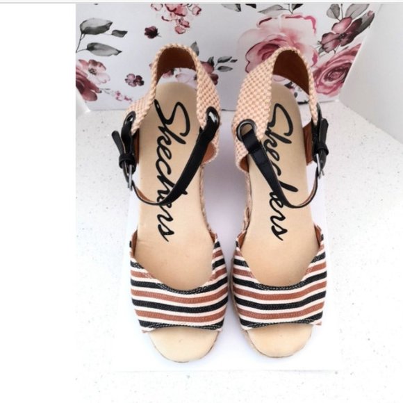 Skechers | Shoes | Skechers Wicker Sandals Wedge Heel Size M | Poshmark